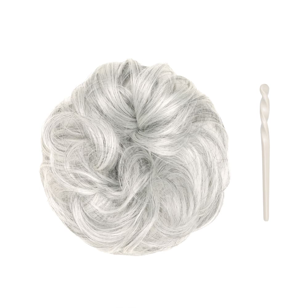 Salt & Pepper Mini Messy Bun – Soft, Blended Volume