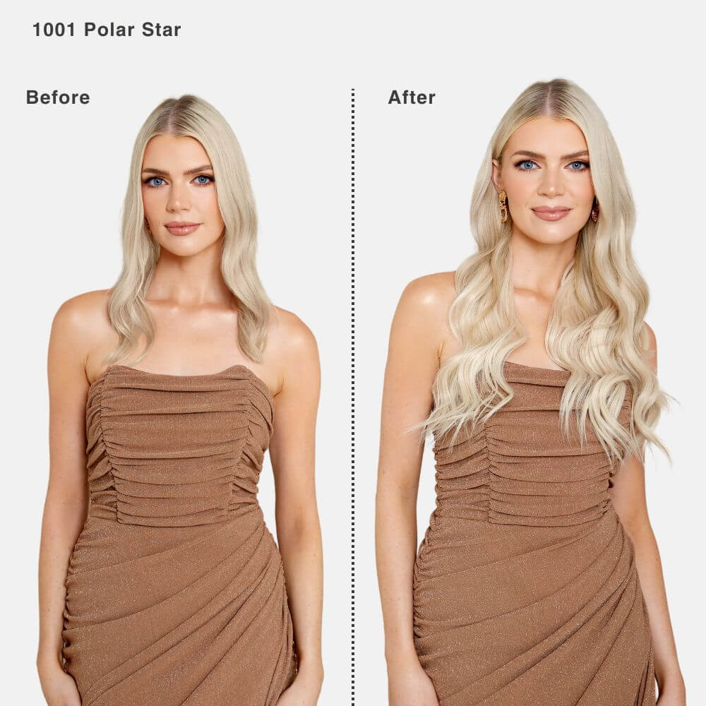 Stranded 20" One Piece Wand Wave Clip-in Hair Extension #6/16/613 Safa